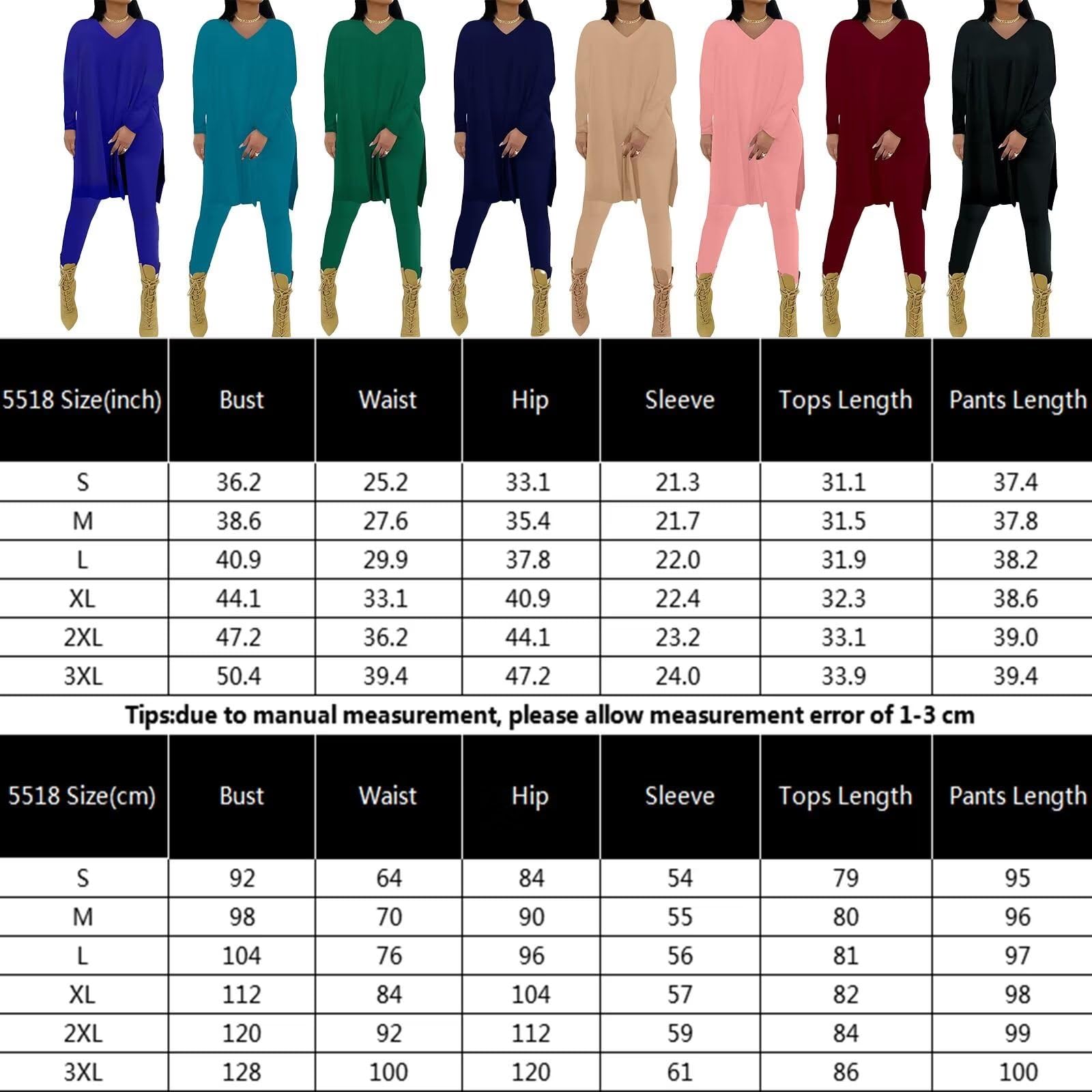 Difanlv Plus Size Women 2 Piece Outfits Sweatsuits V Neck Tunic Tops Bodycon Pants Tracksuits Sets Black,XX-Large