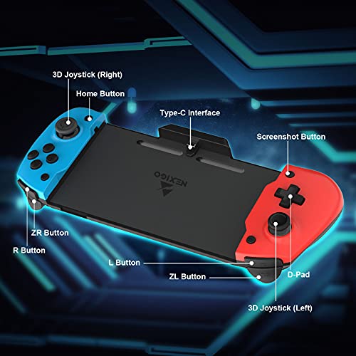 NexiGo Switch Controller for Handheld Mode, Ergonomic 6-Axis Gyro and Dual Motor Vibration Controller for Nintendo Switch, Compatible with All Games of Switch, Not for OLED, Classic