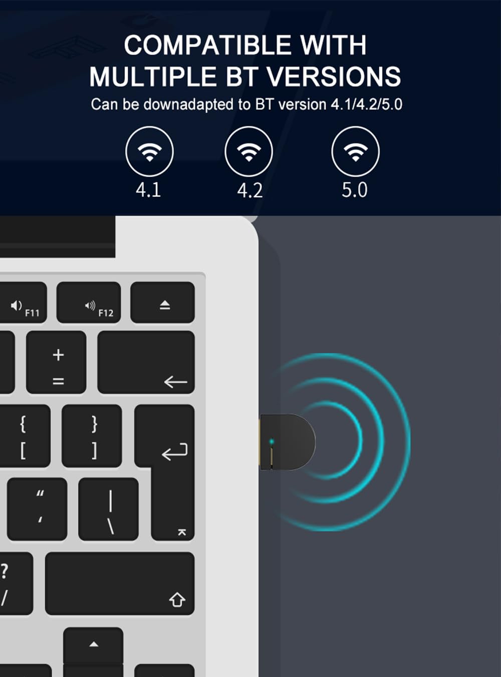 eppfun USB Bluetooth Adapter for PC Laptop Desktop, Bluetooth 5.3 Dongle Receiver, Wireless Audio Adapter, Support Windows 11/10/8.1, Compatible with Mouse Keyboard Headphones/Headsets Printers