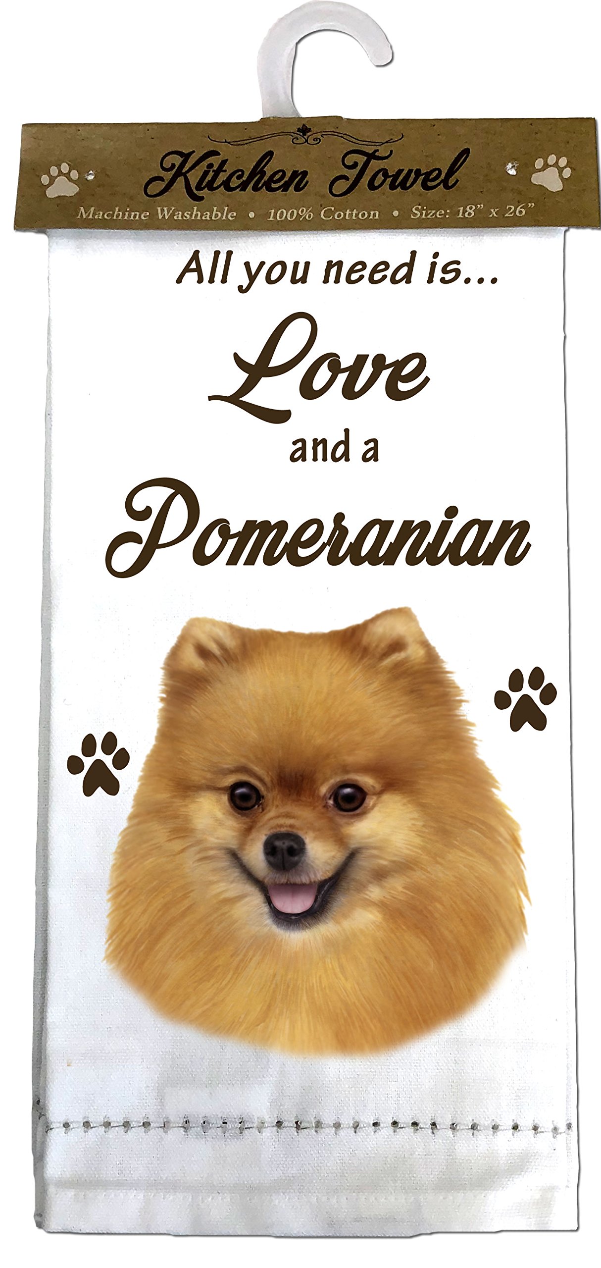E&S Pets Pomeranian Kitchen Towels, Off-white 26.00" x 18.00", Small