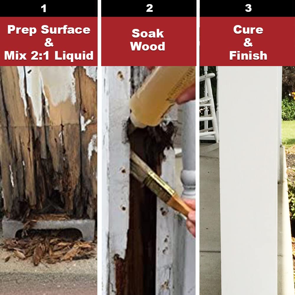 PC Products PC-Rot Terminator Epoxy Wood Hardener, Two-Part 24oz in Two Bottles, Amber 240618