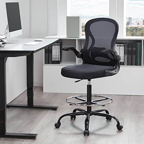 Fefances Drafting Chair Tall Office Chair for Standing Desk Chair Adjustable Height Stool Chair Black