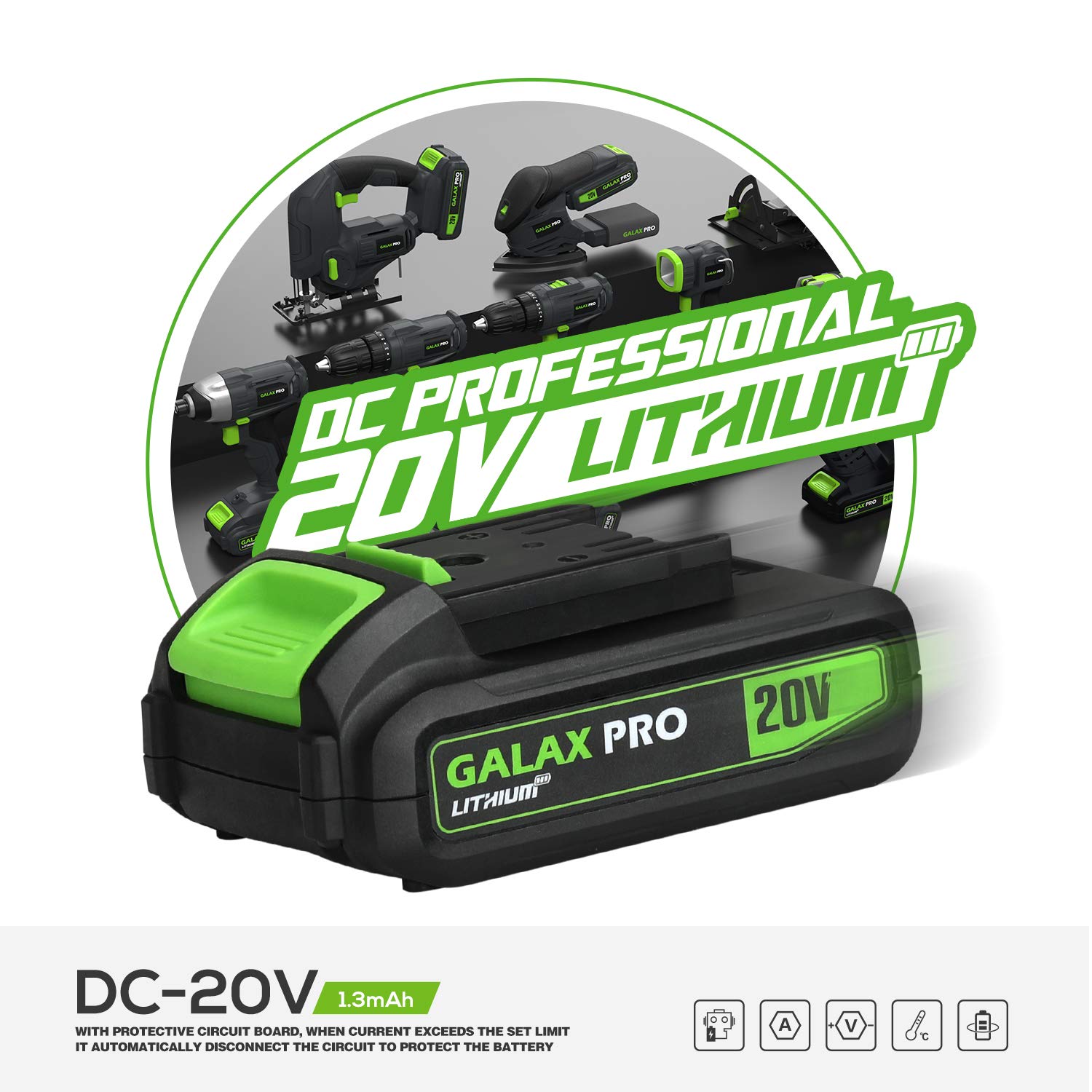 GALAX PRO 20V 4-1/2" Cordless Circular Saw with 2.0Ah battery, Laser Guide, Rip Guide, 2 Pcs Blades(24T+ 60T), 3400RPM, Max Cutting Depth 1-11/16"(90°), 1-1/8"(45°)