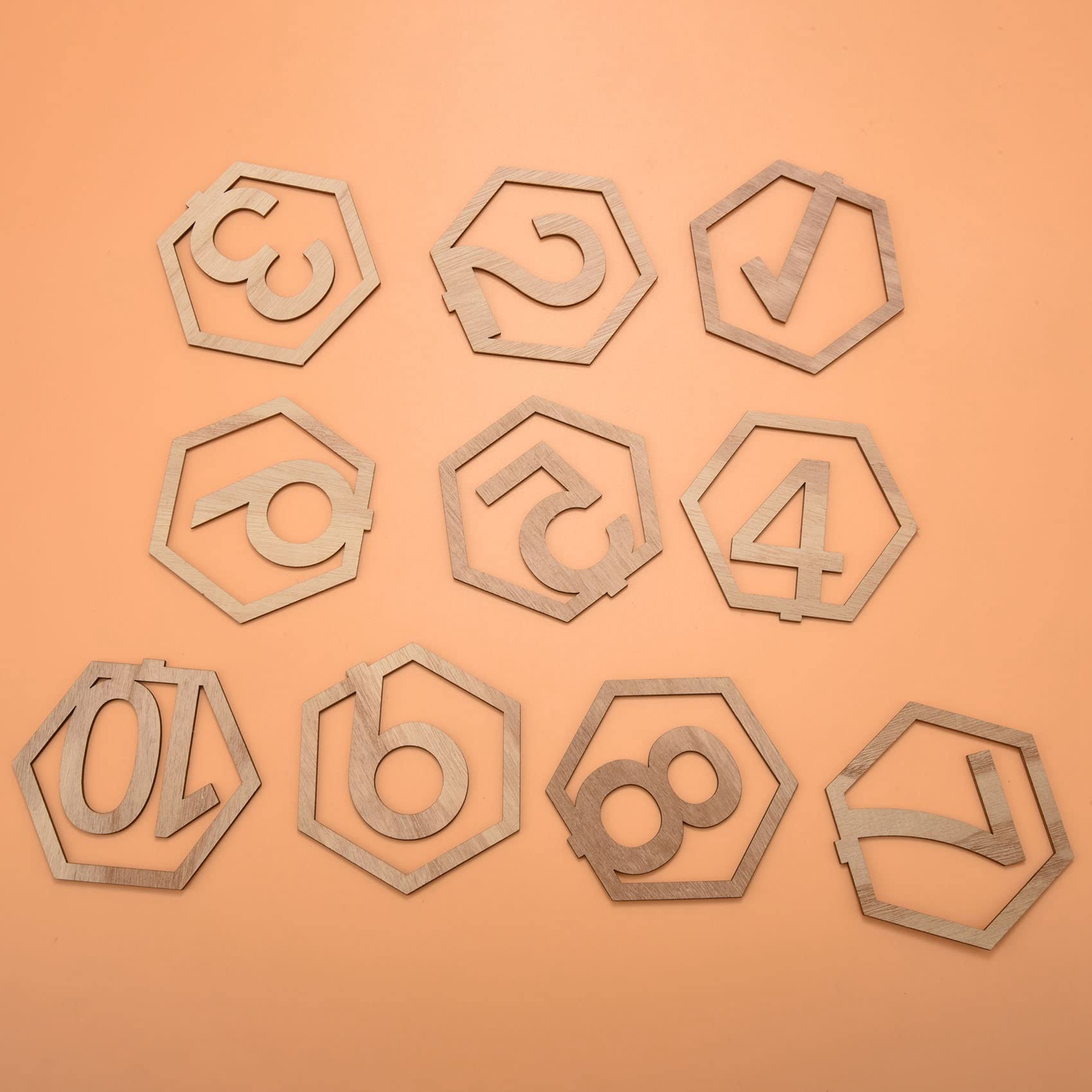Geynutaly 1-20 Numbers Wood Signs Wedding Hexagon Table Number Wooden Table Numbers Rustic Wedding Engagement Seat Numbers Sign