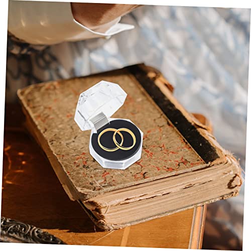 Didiseaon 100 Pcs Packing Box Earrings Storage Case Rings Storage Organizer Wedding Ring Holder Proposal Ring Holder Plastic Ring Keeper Jewelry Clear Stand Sponge Crystal Ring Bracket Bride