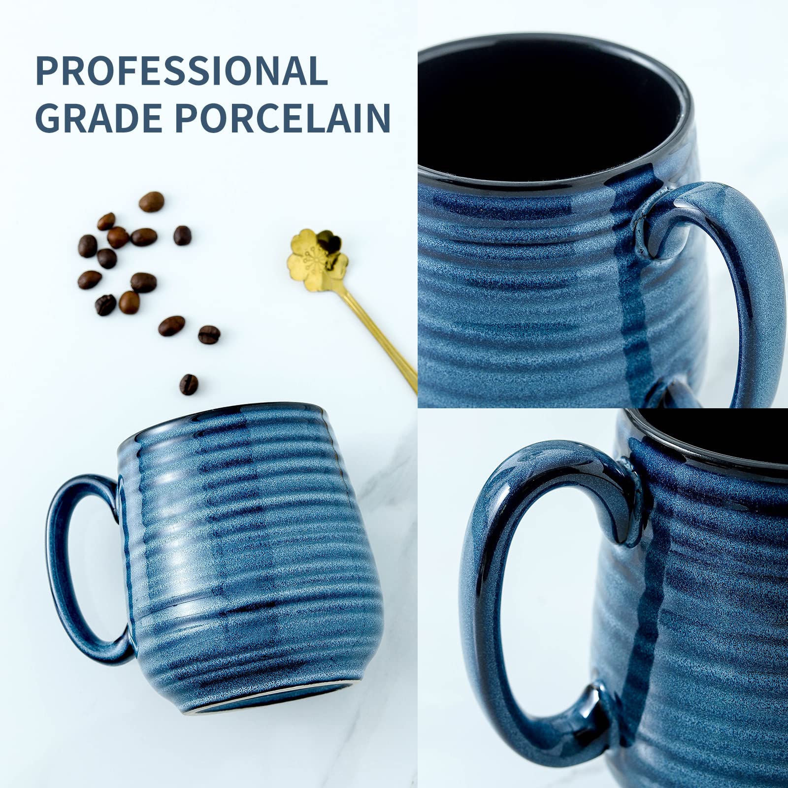Hasense Large Coffee Mugs Set of 2, Ceramic 20 oz Coffee Cups for Office and Home, Modern Coffee Mug with Big Handle for Latte Coffee Tea Soup as Gifts, Dishwasher & Microwave Safe, Blue and Purple