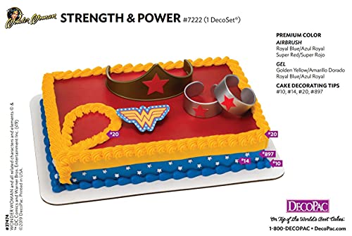 DecoPac 7222, Wonder Woman Strength and Power Cake Toppers, 3", count of 4