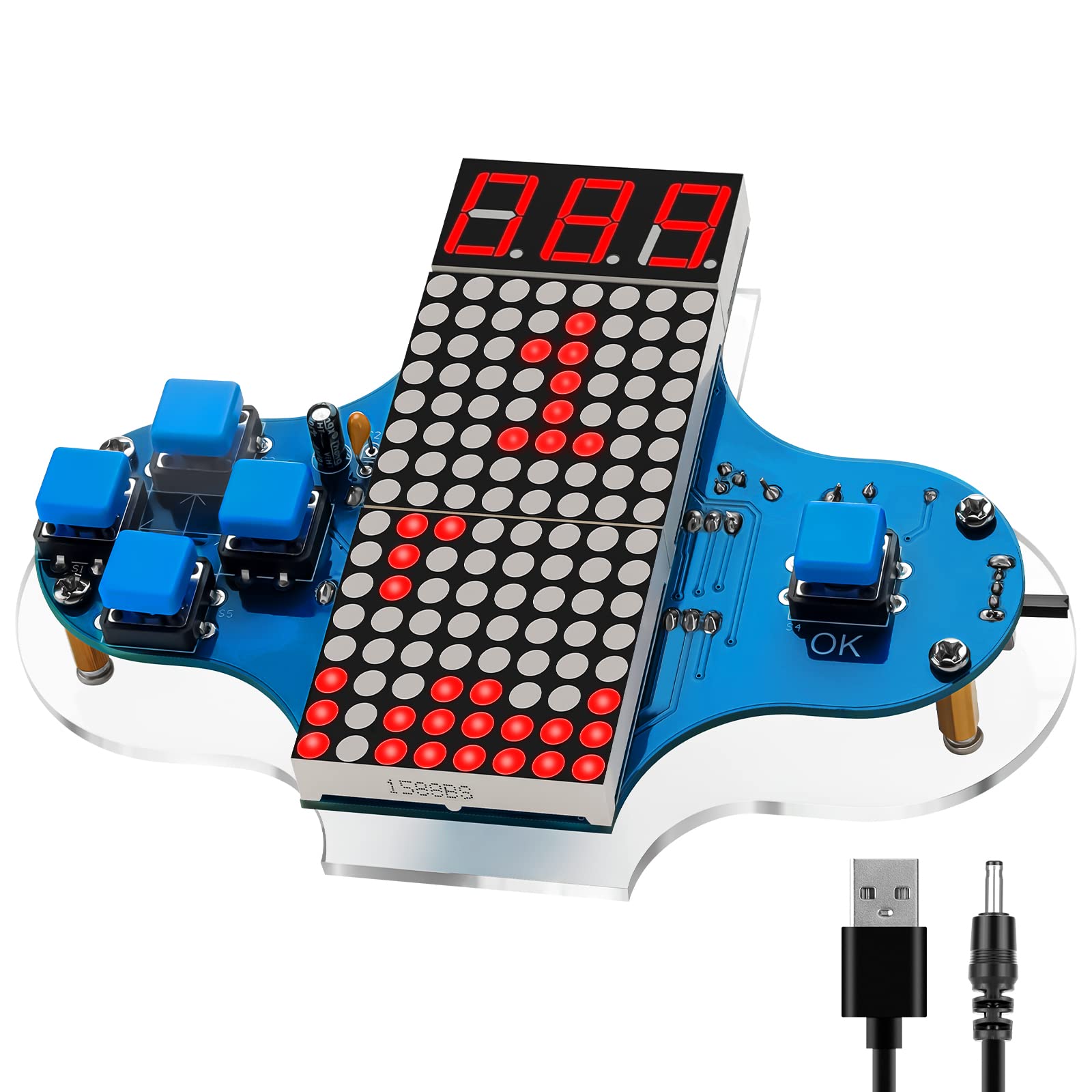DIY Games Console Hand-held Kit: MakerFocus Classic Game Console Soldering Practice Kit Build Your Own Games Console with USB Cable Acrylic Case for STEM School Education Beginners Teenagers Adults