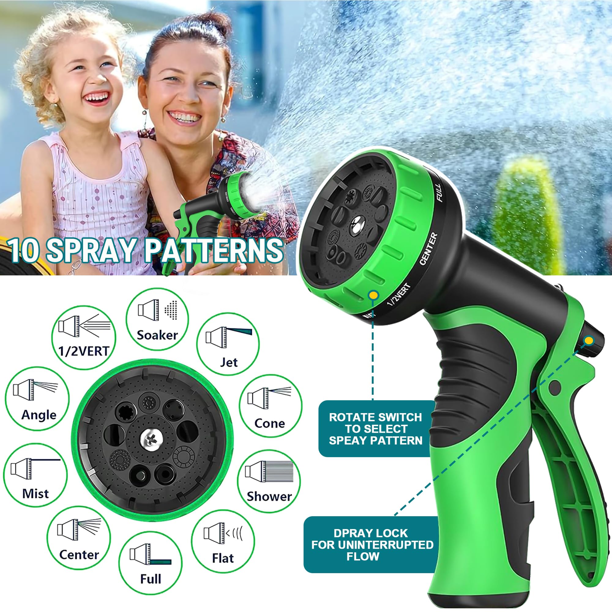 Expandable Garden Hose 150 ft with 10 Function Spray Nozzle - New Patented Water Hose with 50 Layers of Innovative Nano Rubber - Lightweight, Durable, Flexible, 150ft Retractable Stretch Hose