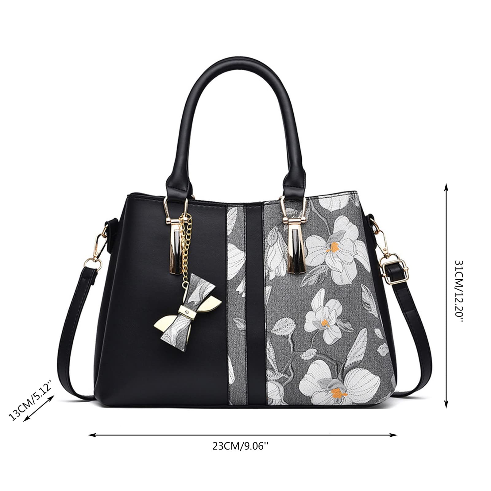 Embroidered Bag Large Capacity Handbag Fashion Shoulder Bag Leather Shoulder Bag for Women (White, One Size)