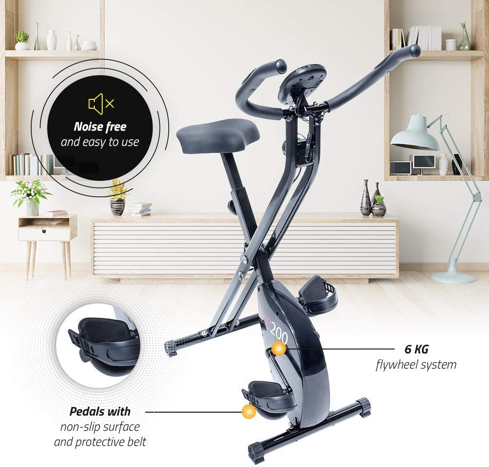 DisposaLux Folding Exercise Bike - Magnetic F-Bike, Home Recovery Cardio Trainer with Computer and Pulse Sensors