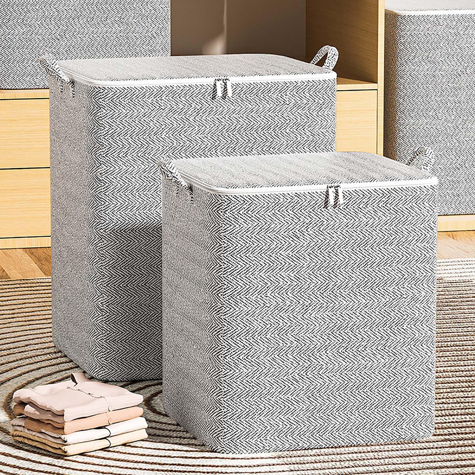 Heavy Duty Storage With Reinforced Handles Extra Large Storage Bags For Clothes Tote Bag Thickened Double Zipper For Space Saving Travel (48 * 44 * 48cm)