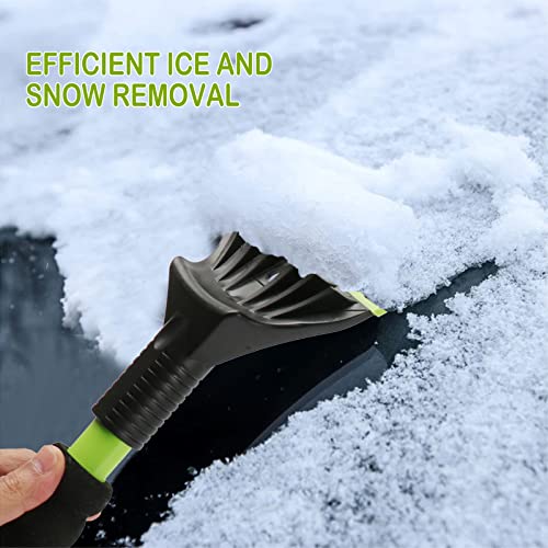 Oversized Ice Scrapers for Car Windshield, Snow Brush Scrapers Car Window Frost Removal with Foam Handle, 4.7Inch Large Soft Blade for SUVs Trucks-Scratch Free, Ideal Stocking Stuffer Car Gifts