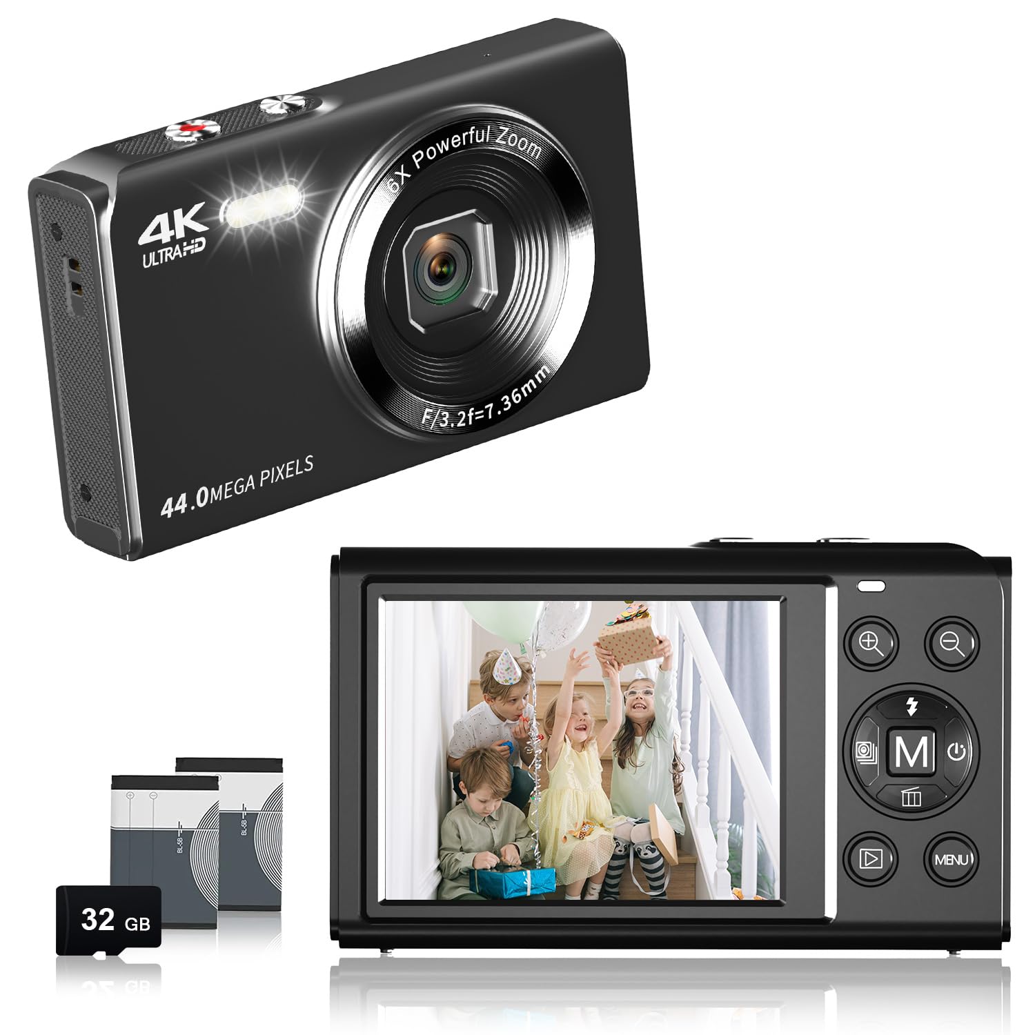 Digital Camera for Kids Teens Boys Girls Adults,1080P Digital Camera 44MP Camera with 16X Digital Zoom YouTube Vlogging Camera