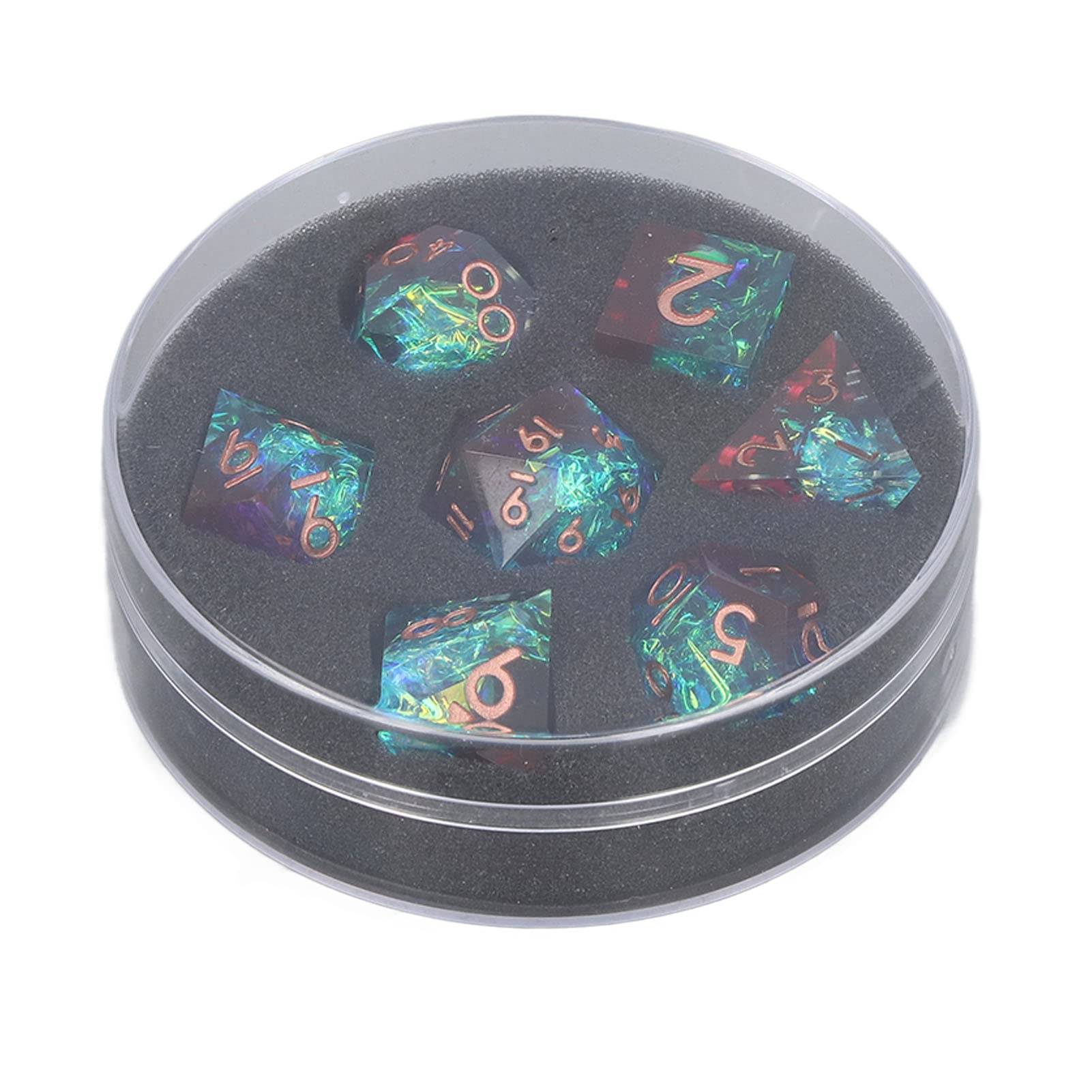 DND Dice Set, Resin Polyhedral D/D Dragon Dice with Box for Dungeons/Dragons Pathfinder TTRPG, 7 Pack(Blue and Red) Adult Spoof Whole Person Toys