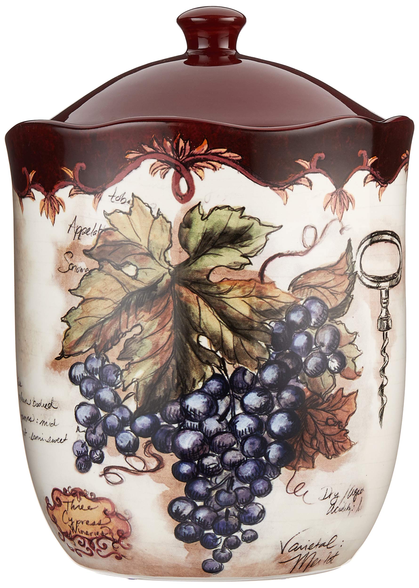 Certified International Corp Vintners Journal 3 Piece Canister Set, Multicolor