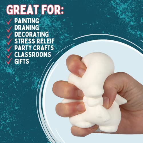 DIY Party Craft Kit Jumbo Dino Squishies (12 Different Dinosaurs) Value Pack-White Kawaii Scented Slow Rising Squishy Toys, Scented Stress Relief, Kids Classroom, Birthday Party Activity Gift (4"-6")