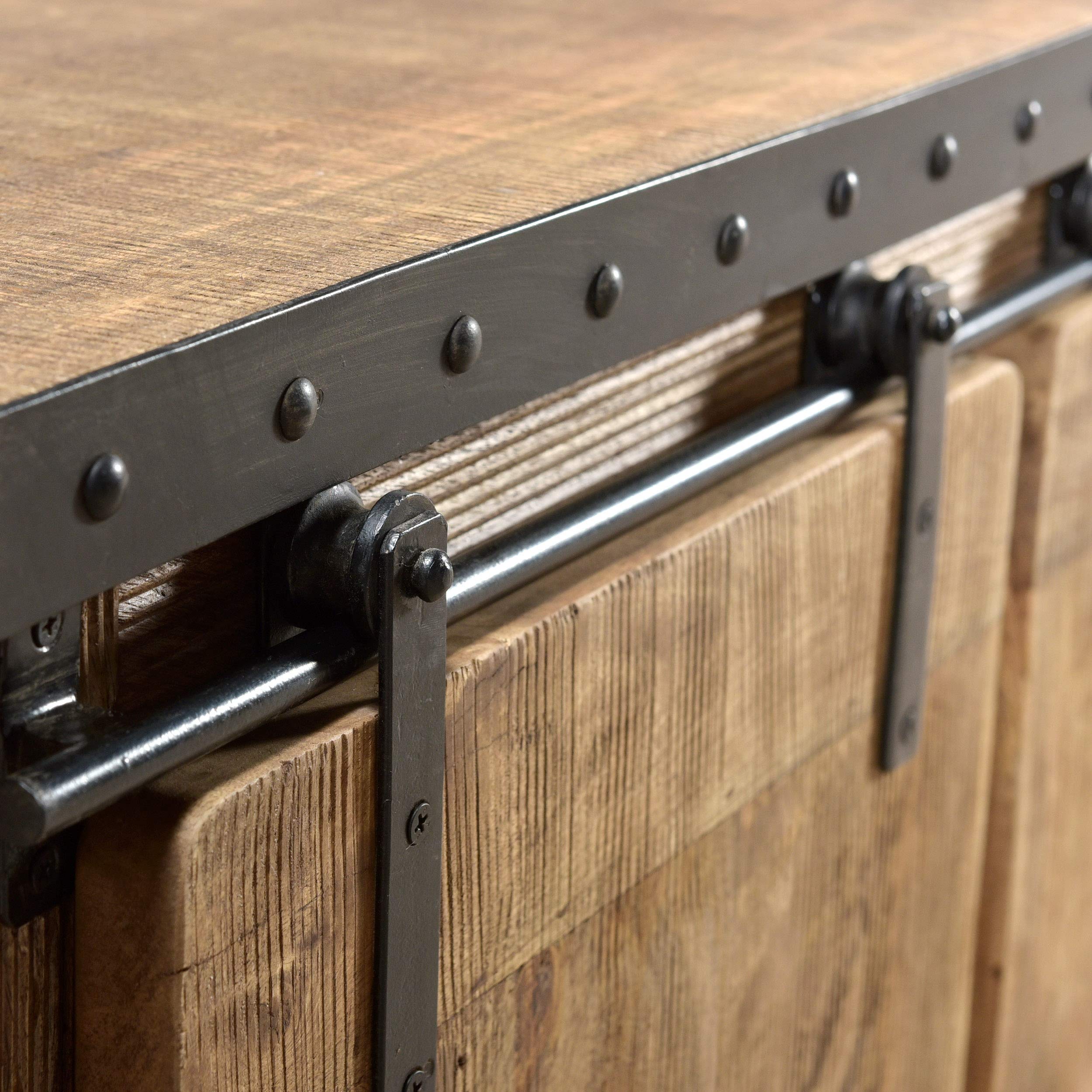 Christopher Knight Home Madge Modern Industrial Mango Wood TV Stand, Natural Finish, Black