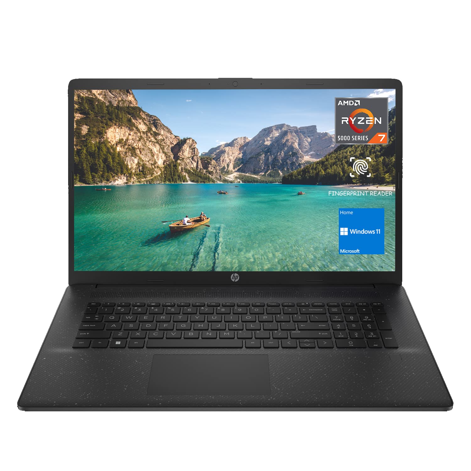 HP Notebook Laptop, 17.3" HD+ Display, AMD Ryzen 7 5825U Processor, 16GB RAM, 512GB PCIe SSD, Webcam, FP Reader, HDMI, Wi-Fi, Windows 11 Home, Black