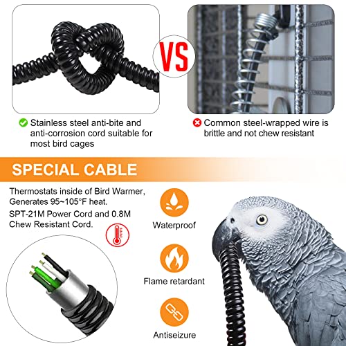 Feneya Bird Cage Heater, Higher Heat Transfer Efficiency Snuggle Up Bird Warmer for Exotic Pet Birds, 10W Aluminum Shell Bird Heater for Cage for Parakeets, Parrots, 3.7"x5.7"