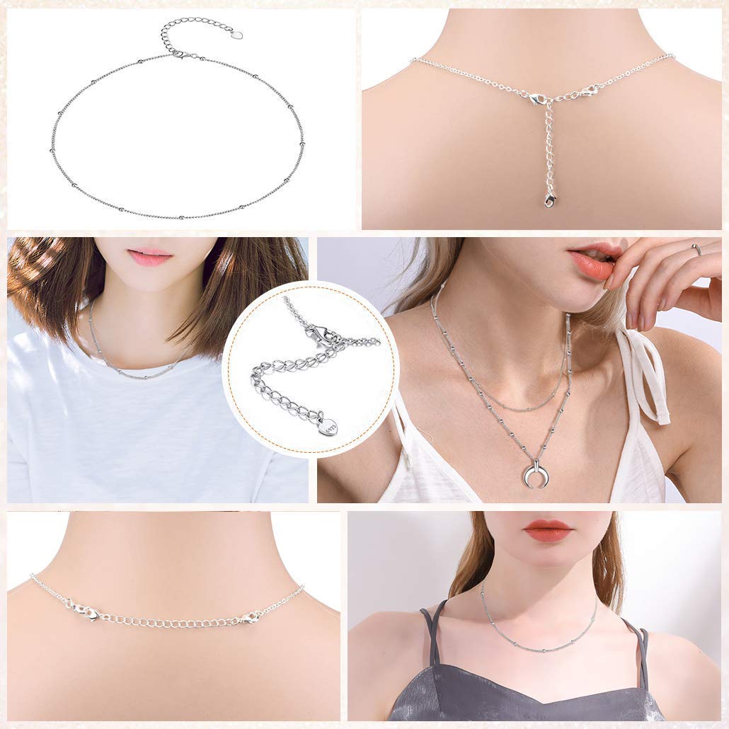 LANCHARMED 925 Sterling Silver Necklace Extenders Durable Necklace Extender Strong Removable Necklace Bracelet Anklet Extender for Jewelry Making(2 3 4 Inch)