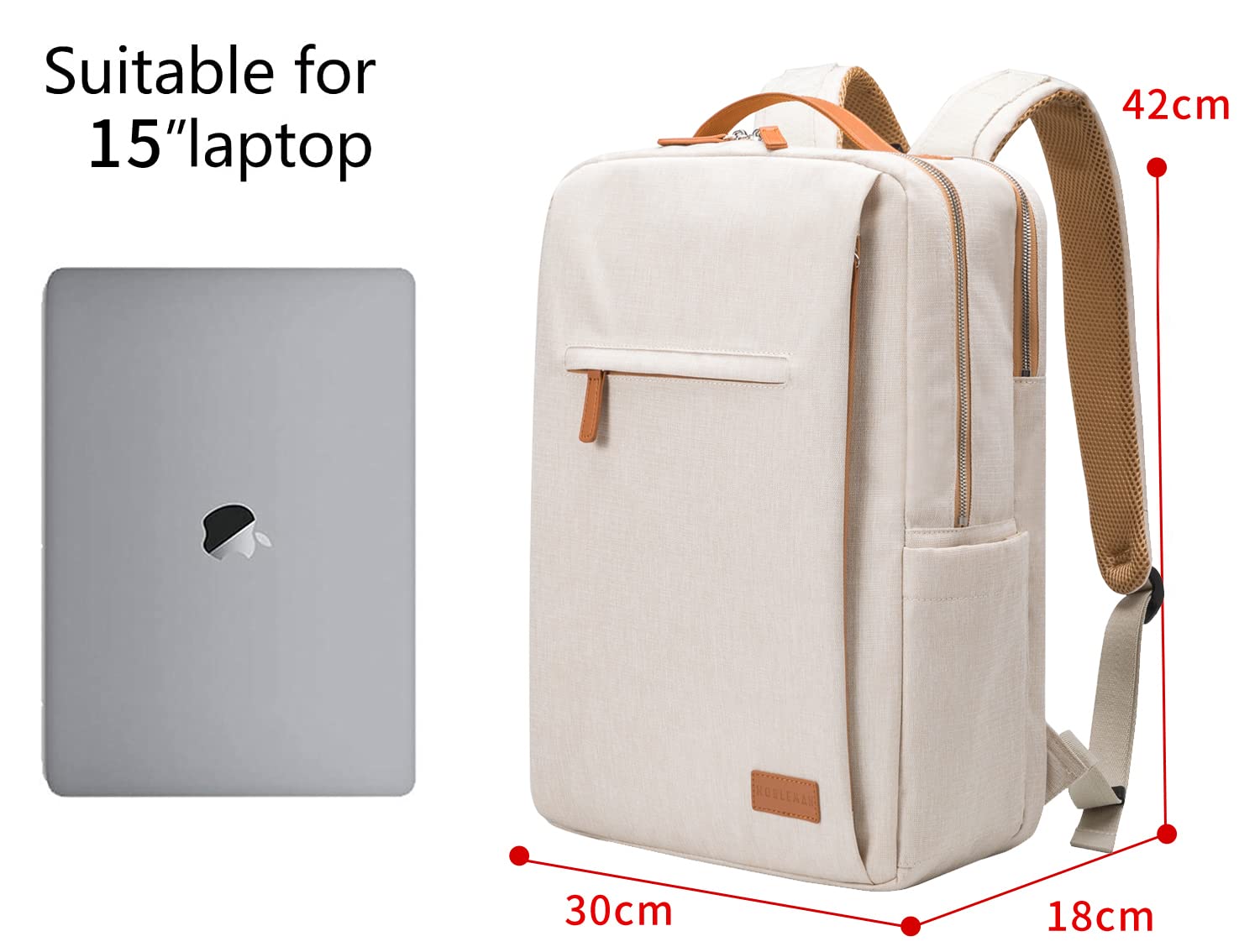 NOBLEMAN Men's Backpack, Laptop Backpack, Waterproof travel Backpack, 15.6 Inch Laptop Backpack, Daypack, carry on backpack with USB (Beige)
