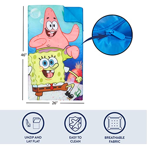 Nickelodeon Spongebob Squarepants Sling Bag and Cozy Lightweight Sleeping Bag, 46β L x 26β W, Ages 3+