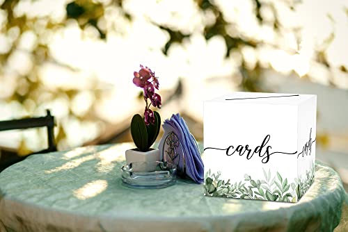 ZEDEV Greenery Floral Card Box, Reception Box for Baby Shower, Wedding, Bridal Shower, Engagement, Birthday Party Game Supplies, Decorations, Set of 1(BOX-15)