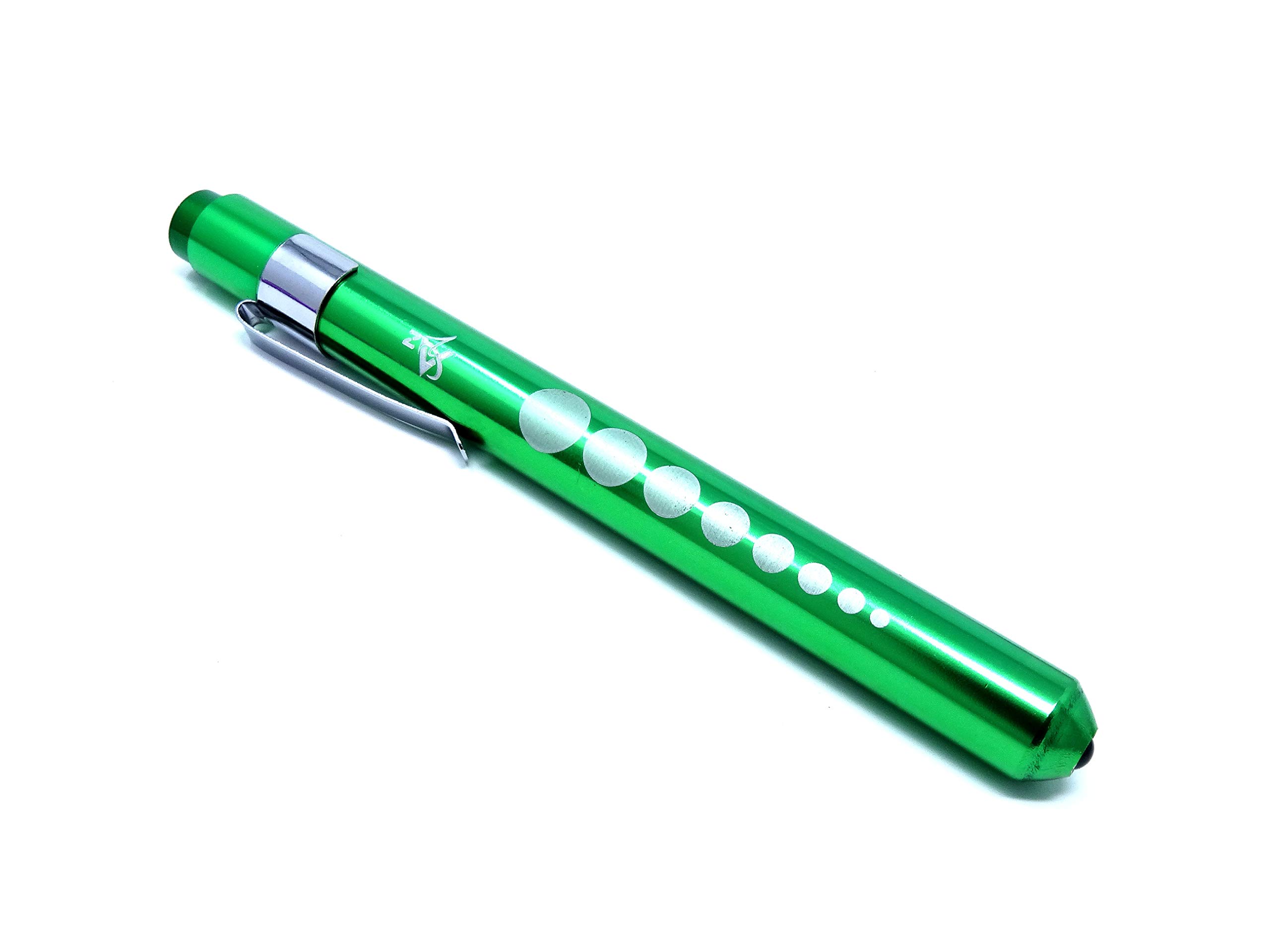 Penlight Reusable Medical Aluminum LED Pen Light with Pupil Gauge for Nurses Doctors Students with Pocket Clip (Green)
