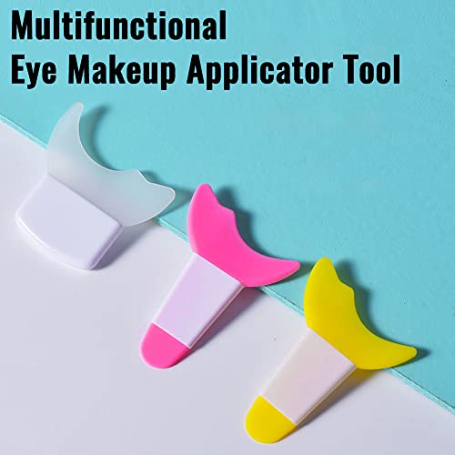 Erinde Mascara Eyelash Shield Applicator Guard Tool, 4 in 1 Eyelash, Eyeshadow, Eyeliner Auxiliary Guard Tool Pads and Cream Mask Spoon, Silicone Reusable Eyelash Guide, Suitable for Beginners