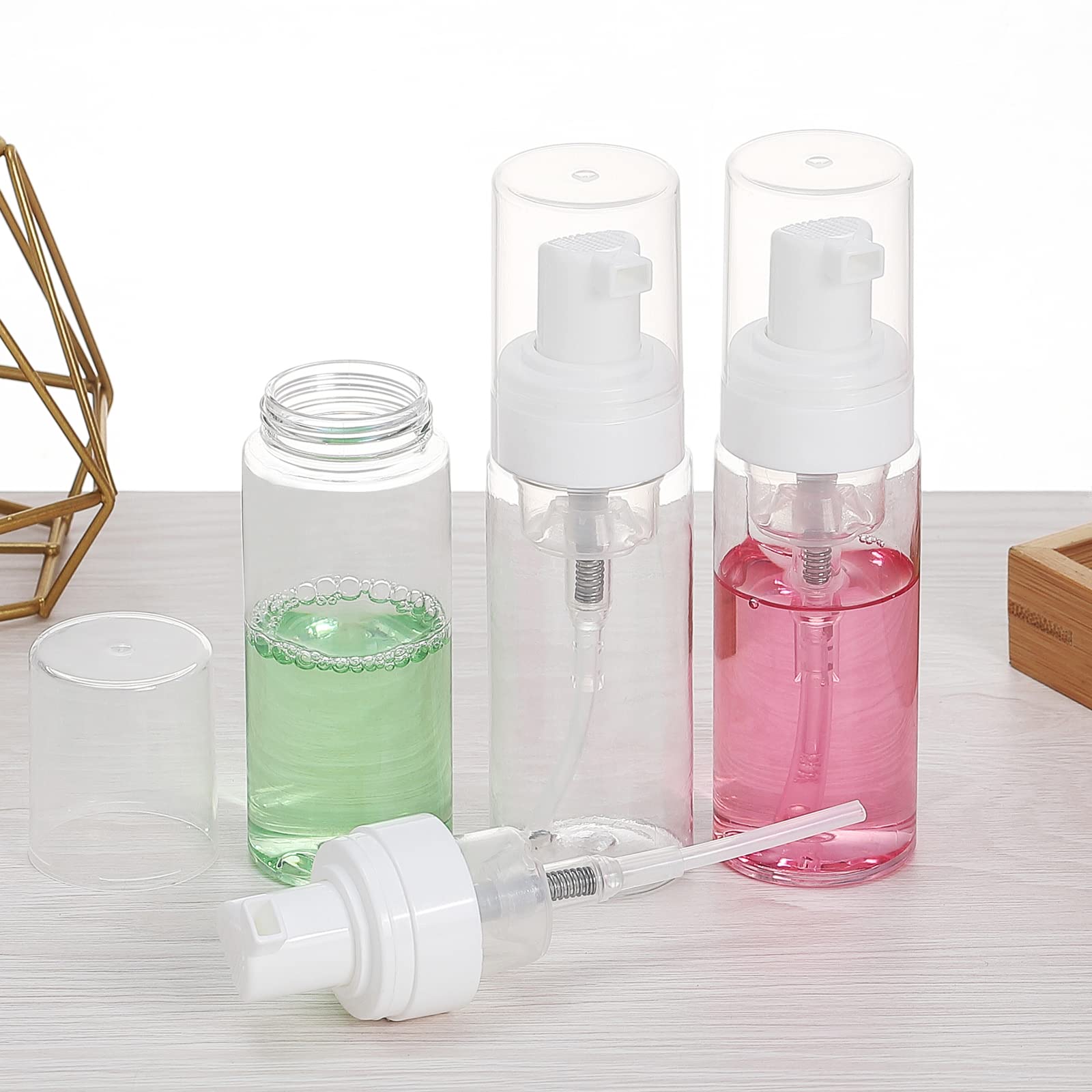 Empty Foam Pump Bottle Mini 2oz/60ml Travel Size Plastic Soap Container Refillable 35 pcs Lash Shampoo Bottles for Cleanser, Dispenser