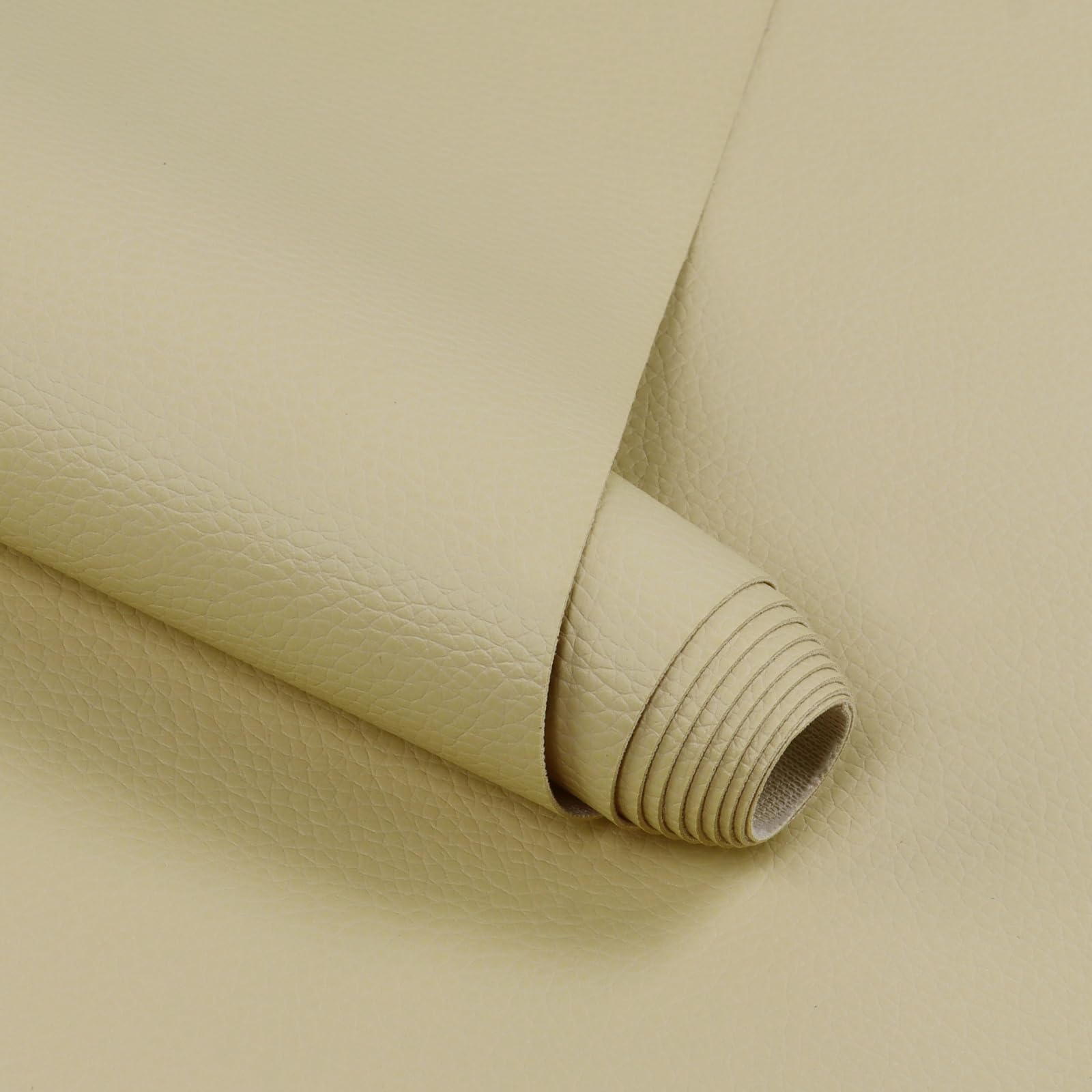 Vinyl Leather Fabric Marine Waterproof Material 55"×108" Upholstery Synthetic Leather Sheets 0.6mm Thick Anti-UV,Non-Peeling for Car Furniture Sofa Boat Headliner Replacement Renovate 55" Wide, Beige
