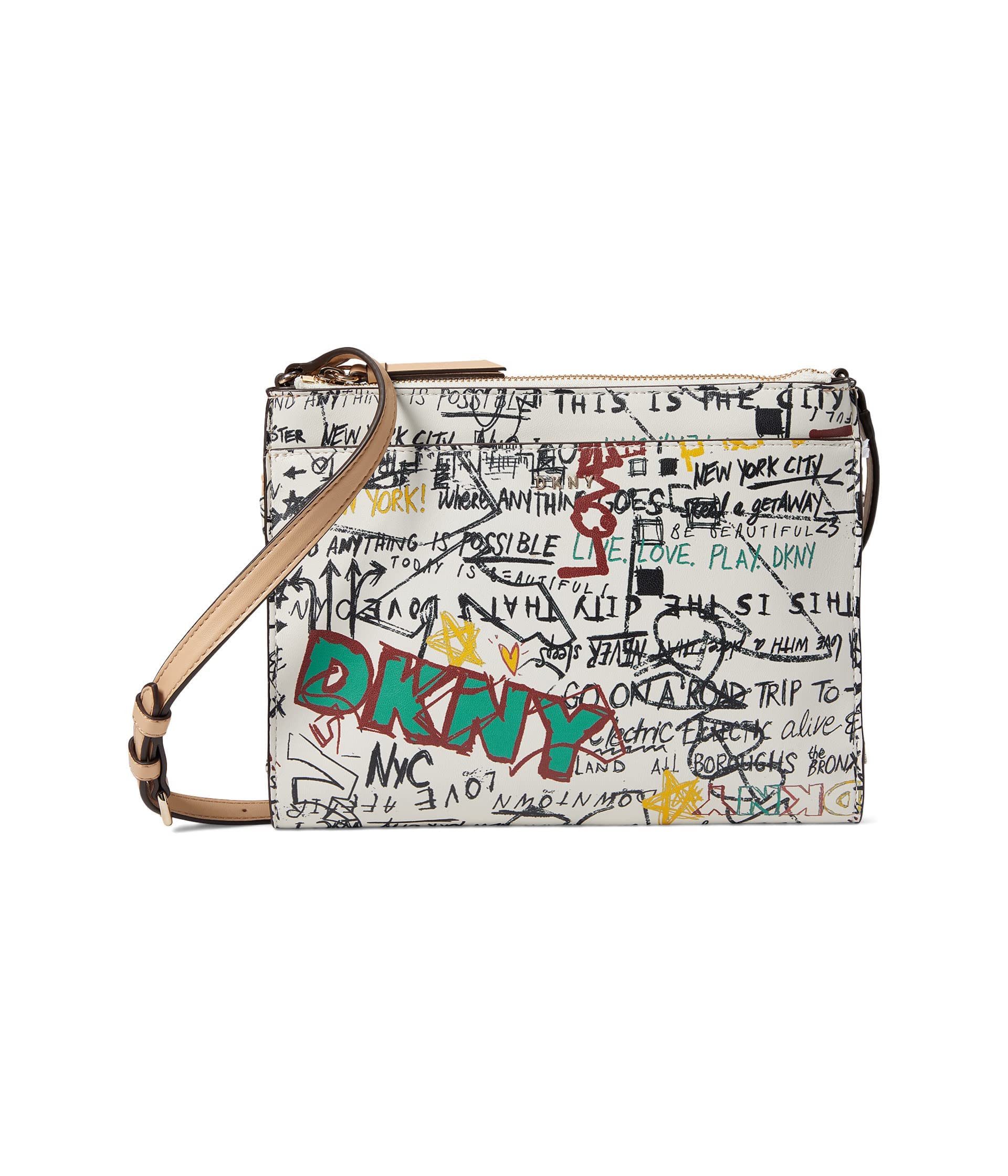 DKNY Bryant Park Top Zip Crossbody White Multi One Size