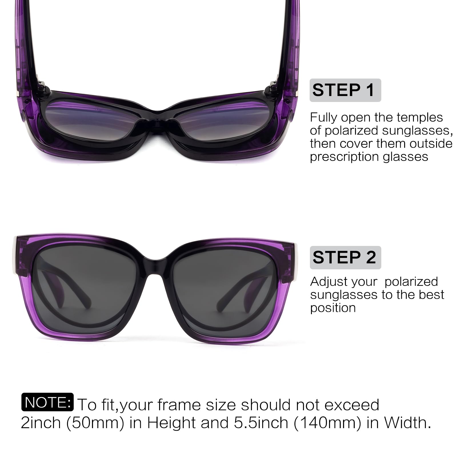 Face Shadow Polarized Sunglasses Over Glasses for Women Men, Fit Over Glasses Sunglasses Square Oversized Sunglasses UV Protection Lightweight