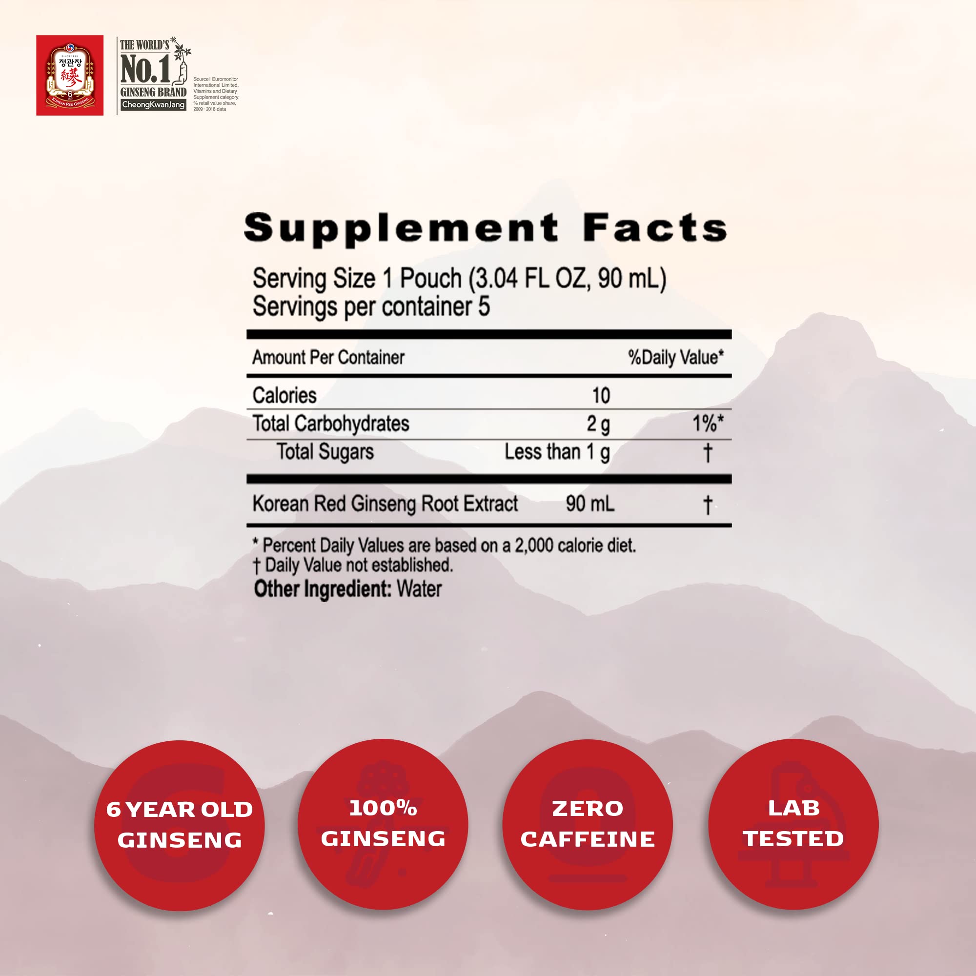 CheongKwanJang [Korean Red Ginseng Pure Extract Cut 100% 6-Year-Old Korean Red Ginseng Roots, Immune System Support Supplement Booster - 90 mL Pouch (30 Count)