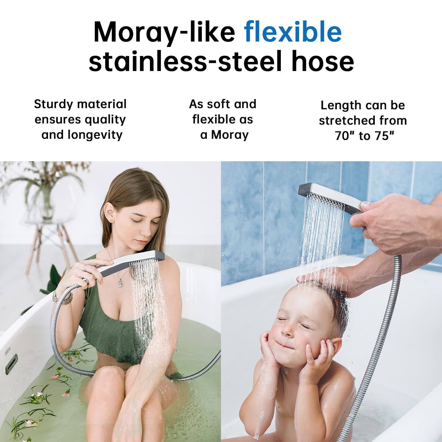 G-Promise All Metal 10 Inch Rainfall Shower Head with Handheld Spray Combo| 3 Settings Diverter|Adjustable Extension Arm with Lock Joints |71 Inches Stainless Steel Hose (chrome)