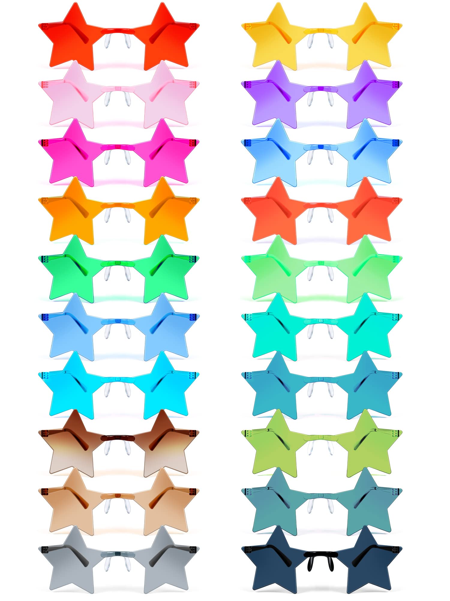 Dunzy 20 Pairs Halloween Star Sunglasses for Women Star Rimless Sunglasses Bulk cute Pentagram Sunglasses for Halloween Christmas Party Favors(Mixed Colors)