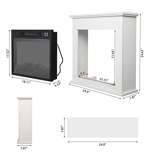 FRITHJILL Electric Fireplace, Freestanding Portable Wood Cabinet Fireplace Heater with Remote Control, 1400W