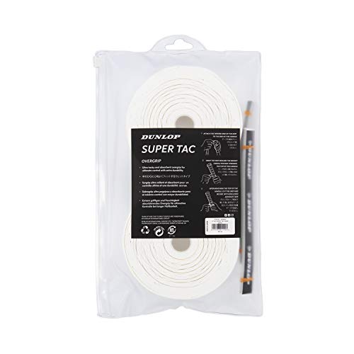 Dunlop Sports unisex adult 30-Grip Roll Tennis overgrips, White, 30-Pack US
