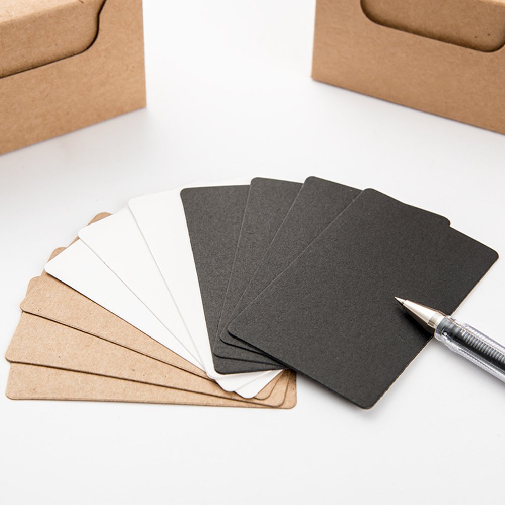 CREATIVE HOBBIES 100pcs Kraft Paper Double-Sided Blank Cards Business Cards Word Card Message Card DIY Gift Cards for Handwriting Doodle White 100 Sheets