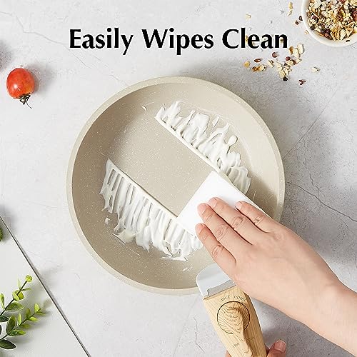 Nonstick Cookware Sets, Ceramic Pots and Pans Set with Detachable Handle, 5 Piece Non Stick Kitchen Cooking Sets, RV Cookware Set for Induction Stoves Dishwasher Oven Safe, PTFE PFOA PFAS Free, Green