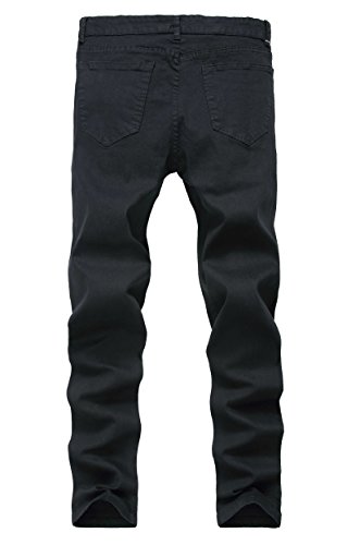 Men's Black Skinny Slim Fit Stretch Straight Leg Fashion Jeans Pants, 29W
