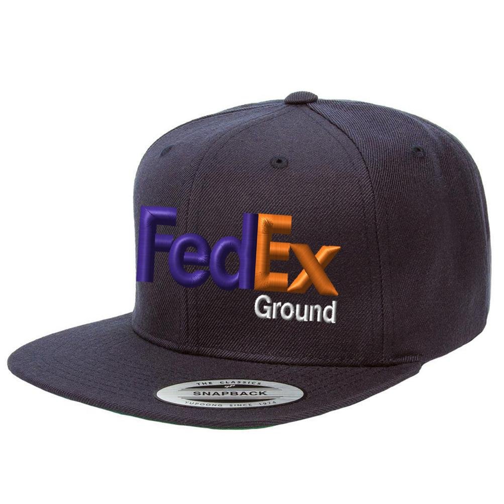Custom Embroidered FedEx Ground Purple Orange Snapback Hat Yupoong Classic Adjustable Baseball Cap - Dark Navy Blue