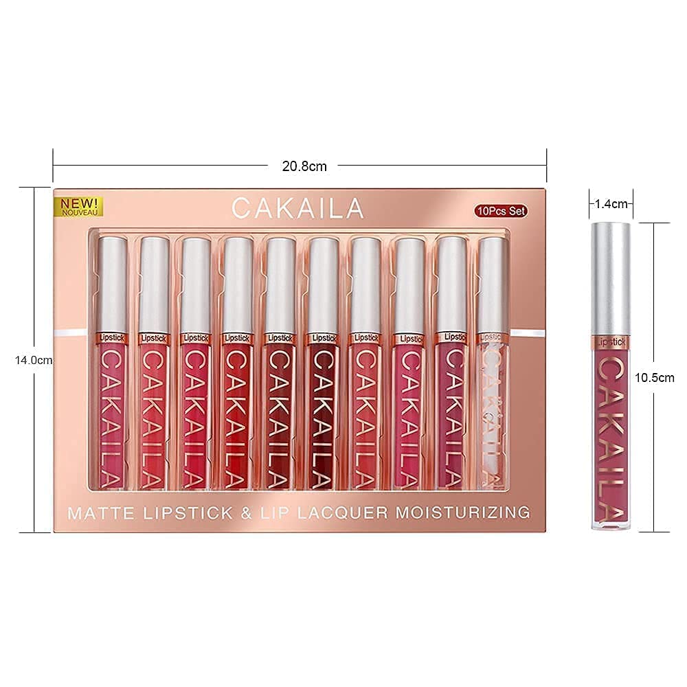 FAEYLI MAKEUP 9Pcs Matte Liquid Lipstick+1Pcs Lip Plumper Makeup Set Kit,women 24 hour stay waterproof long lasting lip gloss (A-Set 9+1 Colors 02)