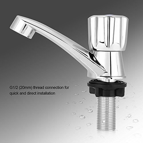 Fdit Water Tap Single Cold Faucet Water Nozzle G1/2 Bathroom Basin Kitchen Sink Rest Room Washing Basin Accessories ABS(Knob Handle)