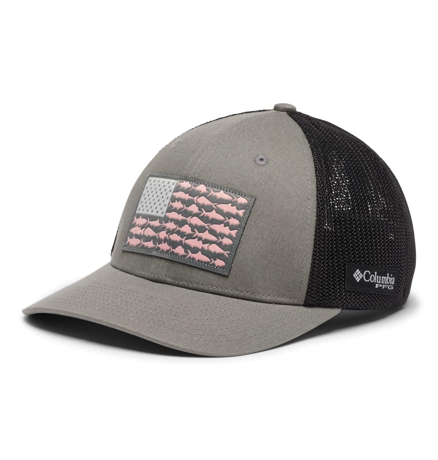 Columbia Unisex PFG Fish Flag Mesh Ball Cap - Low, Titanium/Black, Small/Medium