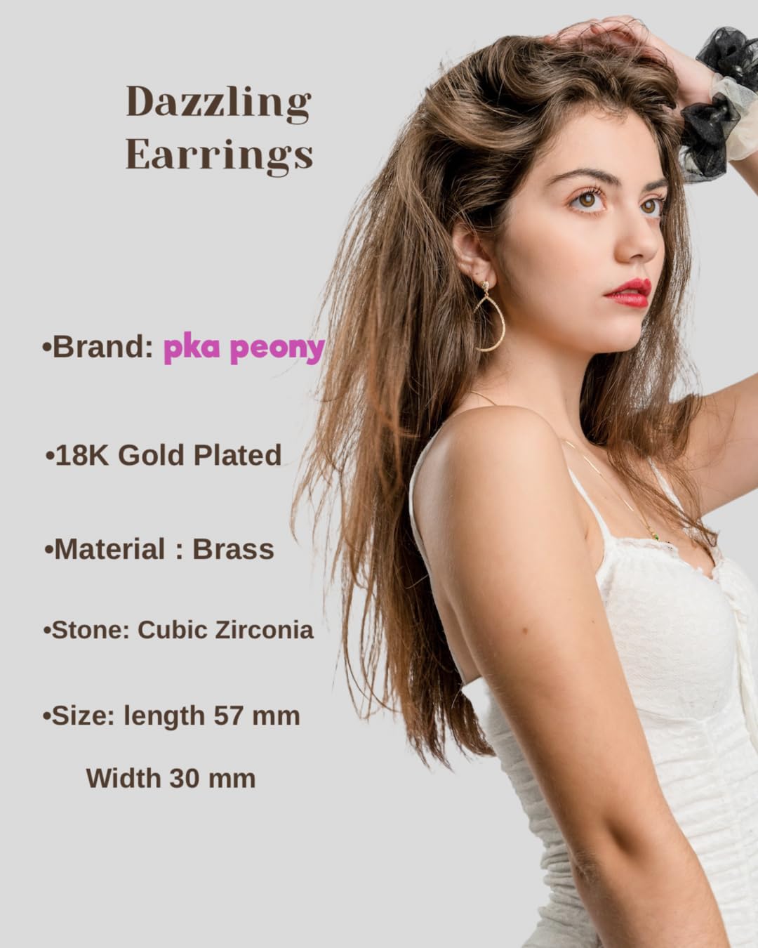 Dazzling Earrings | 18K Gold Plated CZ Paved Copper Jewelry Drop Earrings | Gold Long Drop Earrings For Women