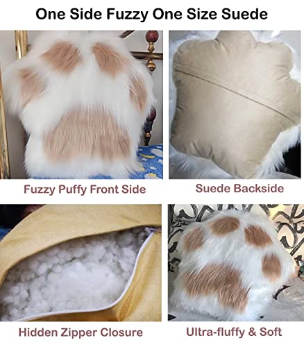 unlockgift Fluffy Throw Pillows, Fuzzy Decorative Pillows Paw Shaped Cushion, Decor for for Living Room/Bed Room/Dining Room/Office Sofa/Cars/Chairs-P04