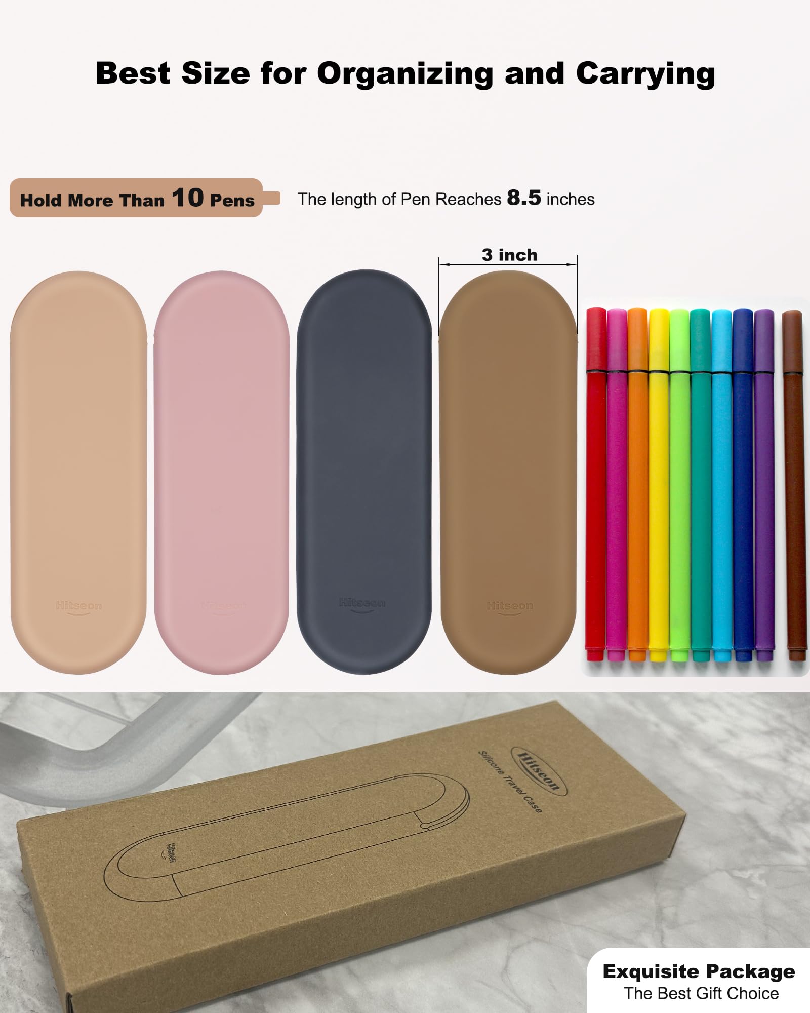 Hitseon Silicone Pencil Case Aesthetic, Soft Magnetic Portable Pen Case for Pencil Tools Organizer, Durable Easy to Clean Pencil Box for Boys Girls Adults School Office (Black)
