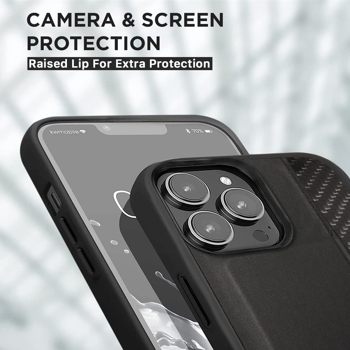CG MOBILE TUMI Phone Case for iPhone 14 Pro in Black Aluminum with Vertical Card Slot, HC Leather Protective, Durable Case with Easy Snap-on & Shock Absorption